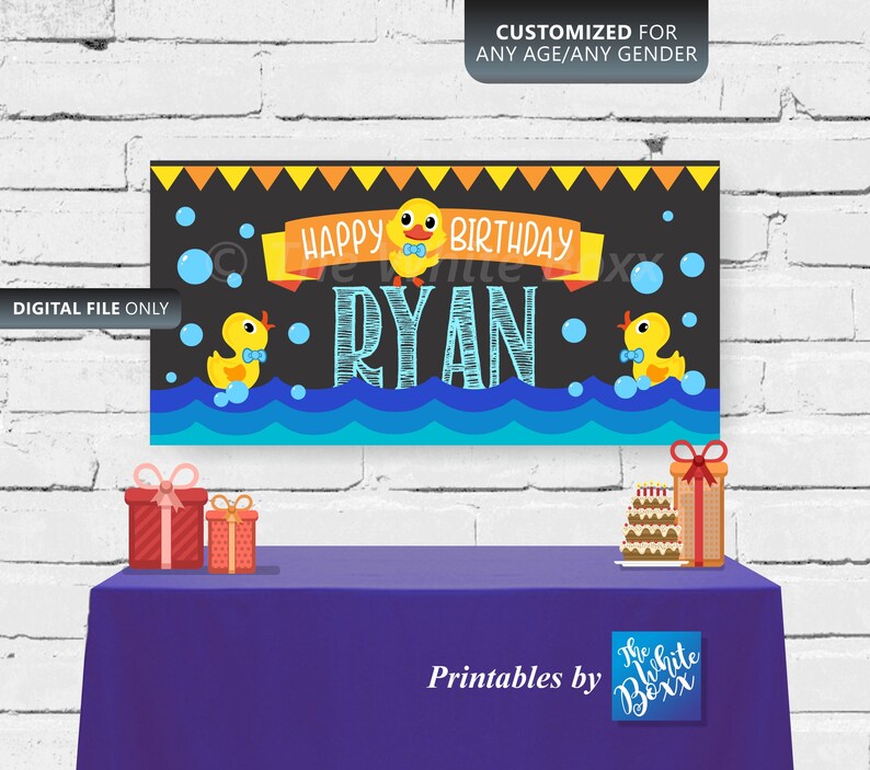 Rubber Duck Birthday Banner for Boy / Girl / Twins or Baby | Etsy
