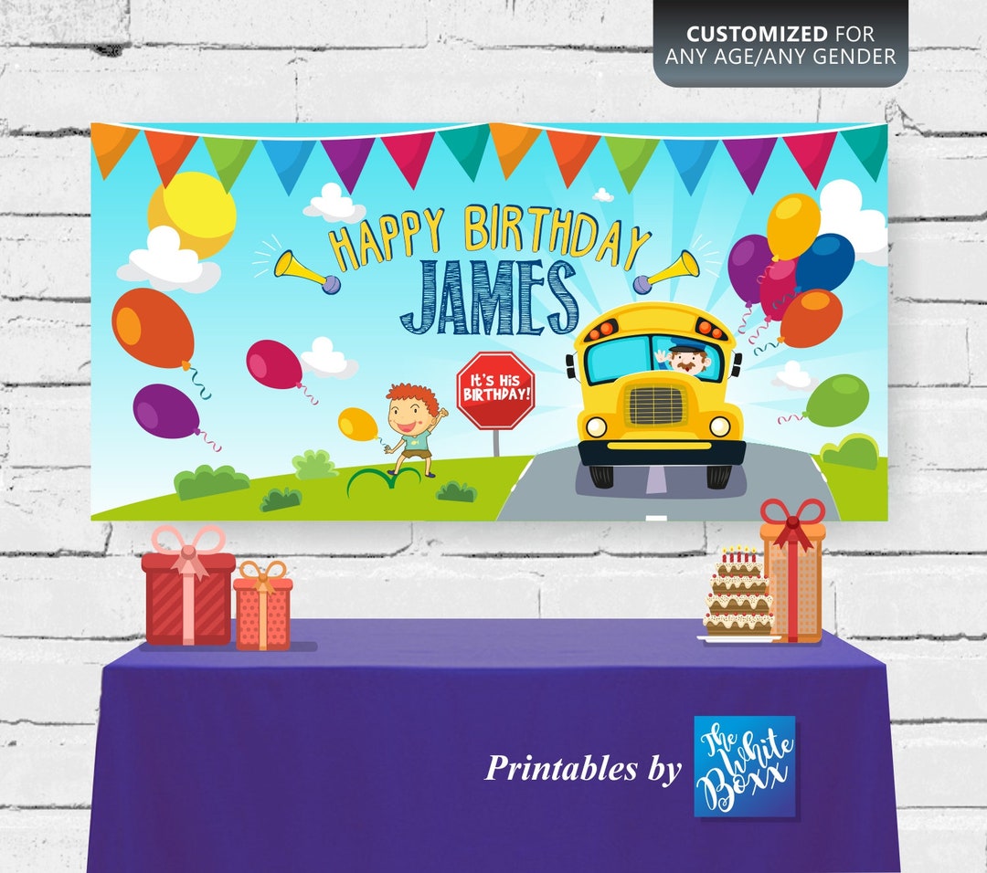 The Wheels on the Bus Banner / School Bus Backdrop for - Etsy