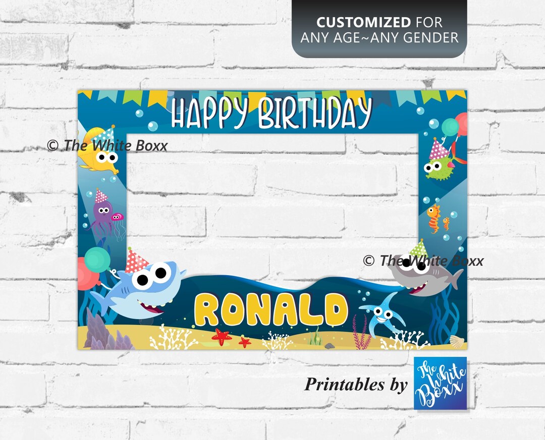 Baby Shark Photo Booth Frame, Birthday Props, Birthday Signs, Birthday ...
