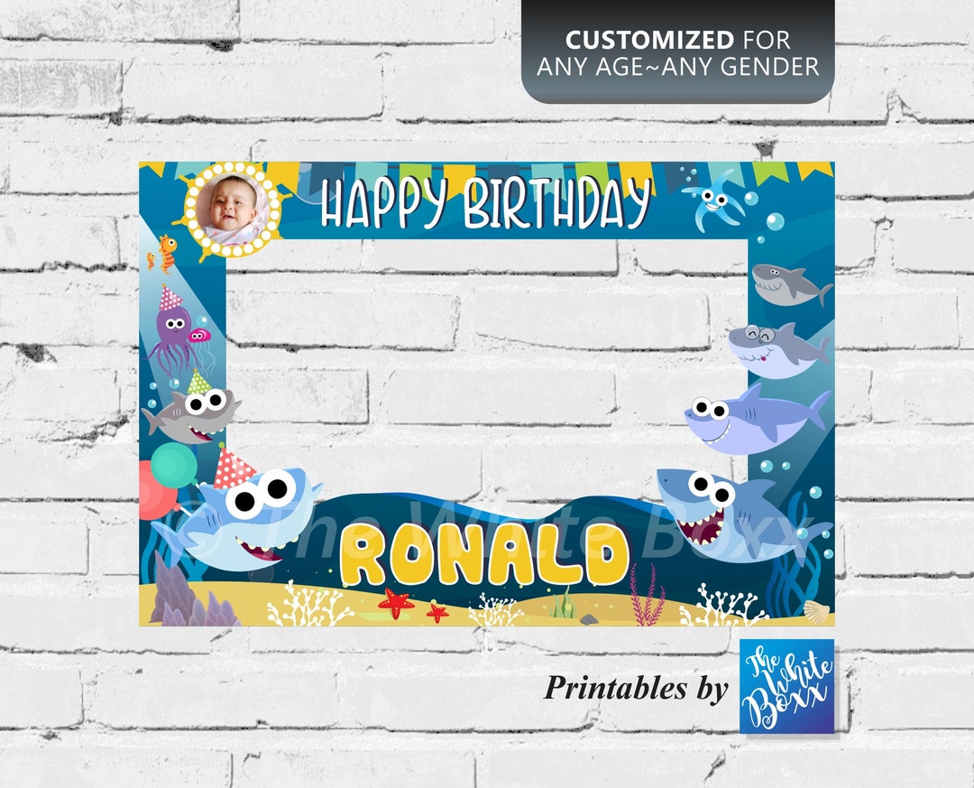 Baby Shark Photo Booth Frame, Birthday Props, Birthday Signs, Birthday ...