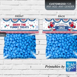 Red White Blue / July 4th / Independence Day Treat Bag Labels / Candy ...
