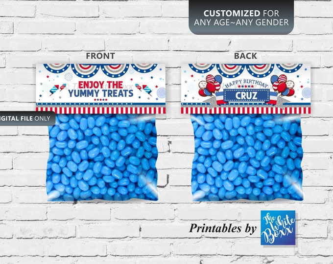 Red White Blue / July 4th / Independence Day Treat Bag Labels / Candy ...