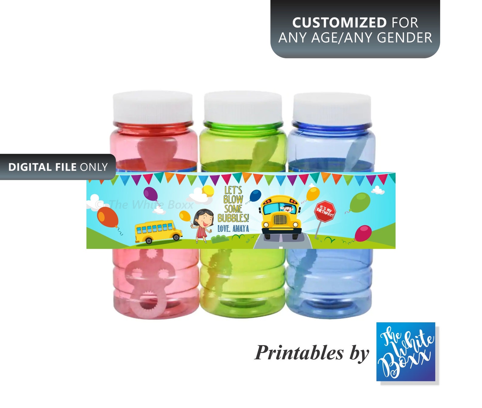 The Wheels on the Bus Bubble Bottle Labels / Bubble Stickers / - Etsy