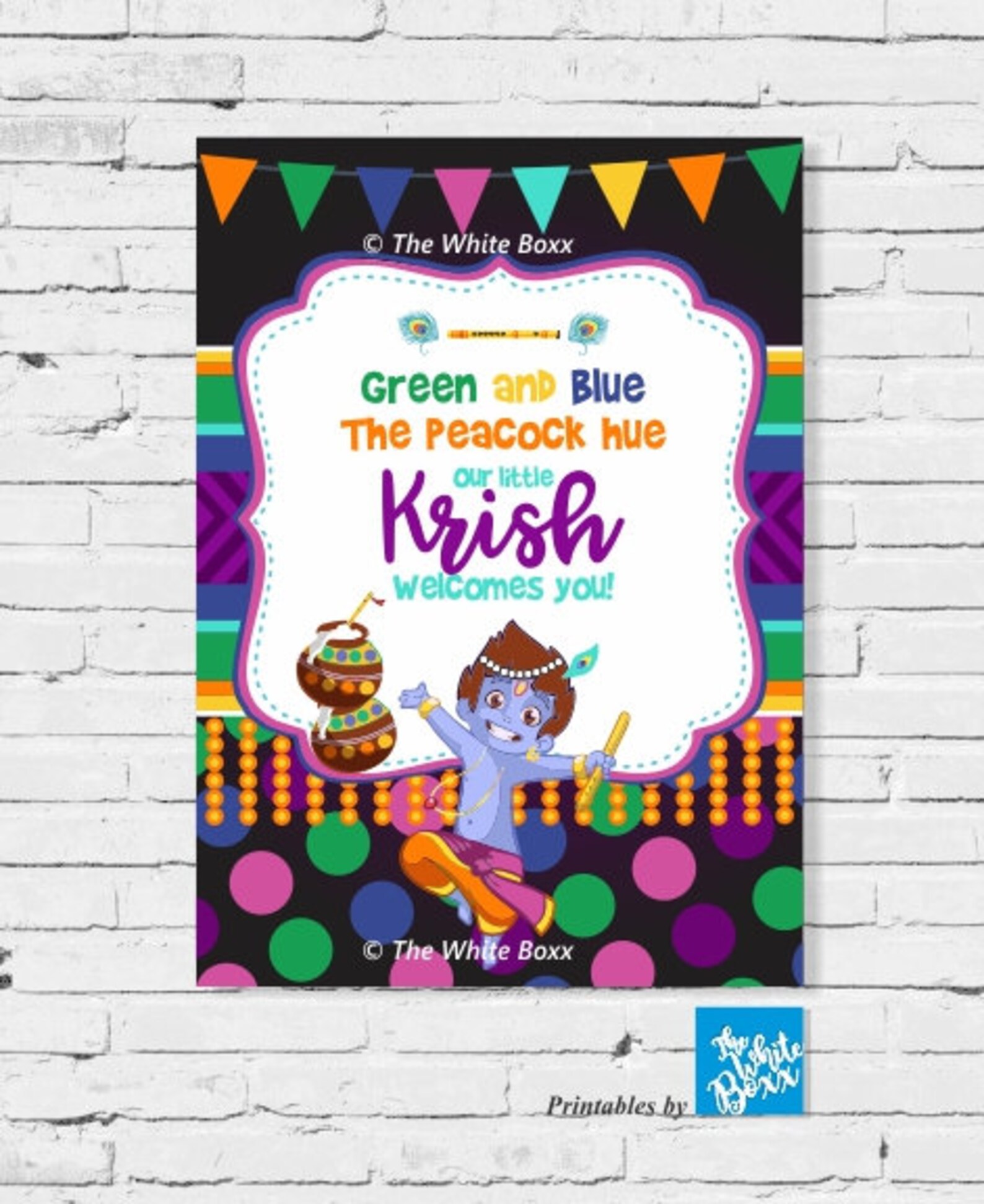 Krishna hindu God Themed Birthday Welcome Board / Sign | Etsy