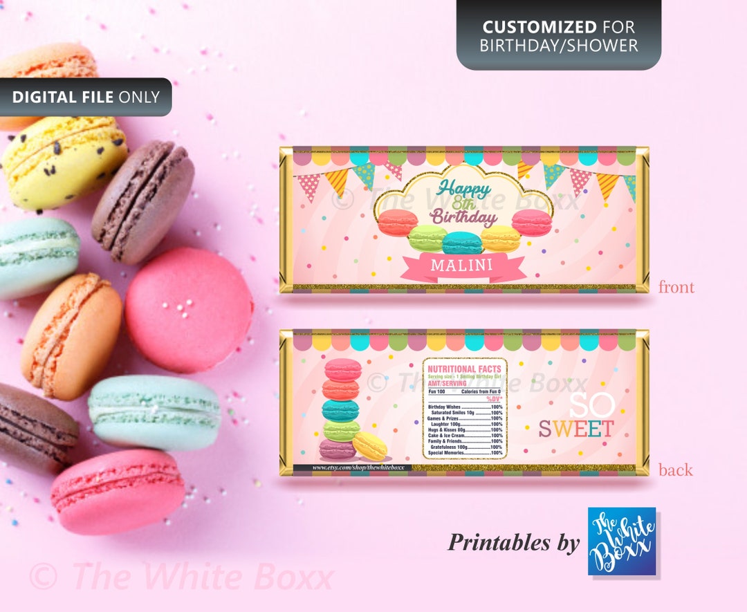 French Macaron Party Candy Bar Labels / Macaroon Sweet Dessert - Etsy