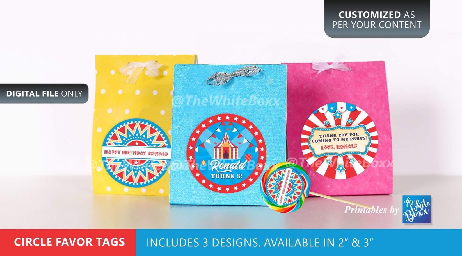 Carnival Theme / Circus Theme Favor Tags / Labels / Birthday Treat Bag ...