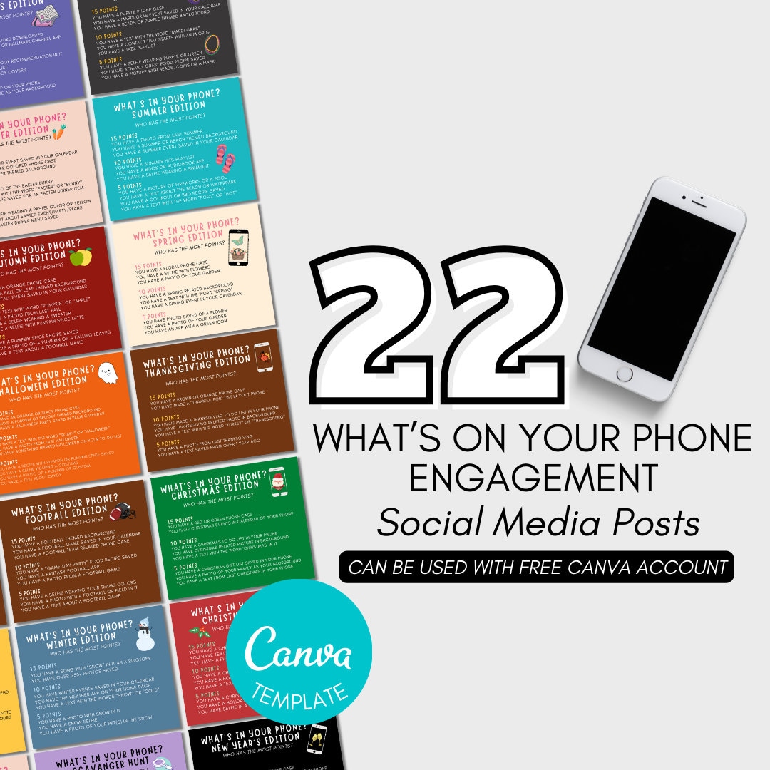 WHAT'S ON Your Phone Posts, Editable Canva Template, Author, Facebook ...