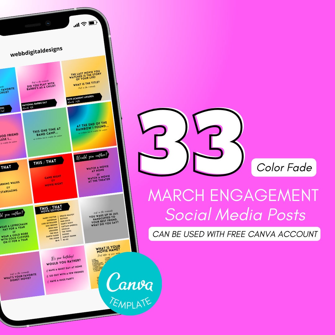 2024 MARCH Engagement Post, Content Calendar, Canva Template, Author ...