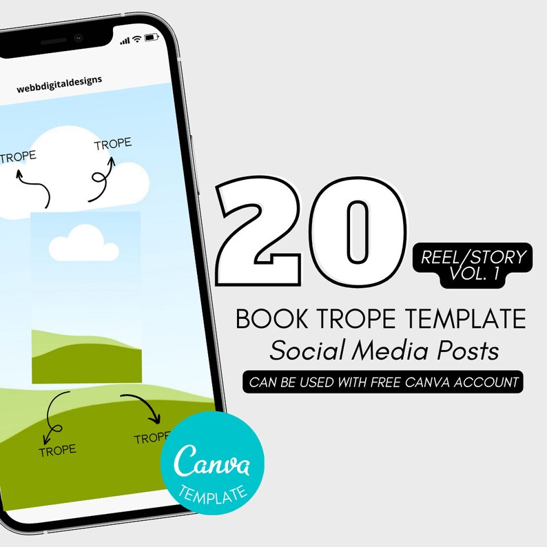 BOOK TROPE Reel, Story, Canva Template, Flatlay, Romance Author ...