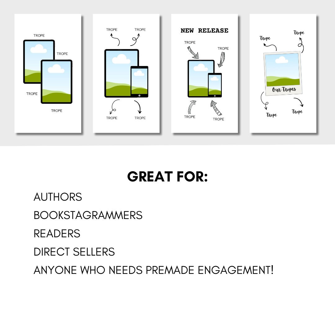 BOOK TROPE Reel, Story, Canva Template, Flatlay, Romance Author ...