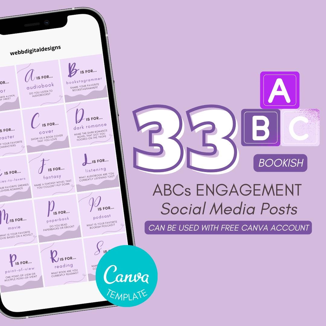 BOOKISH Abcs, Bookstagram Editable Canva Template, Social Media, Book ...