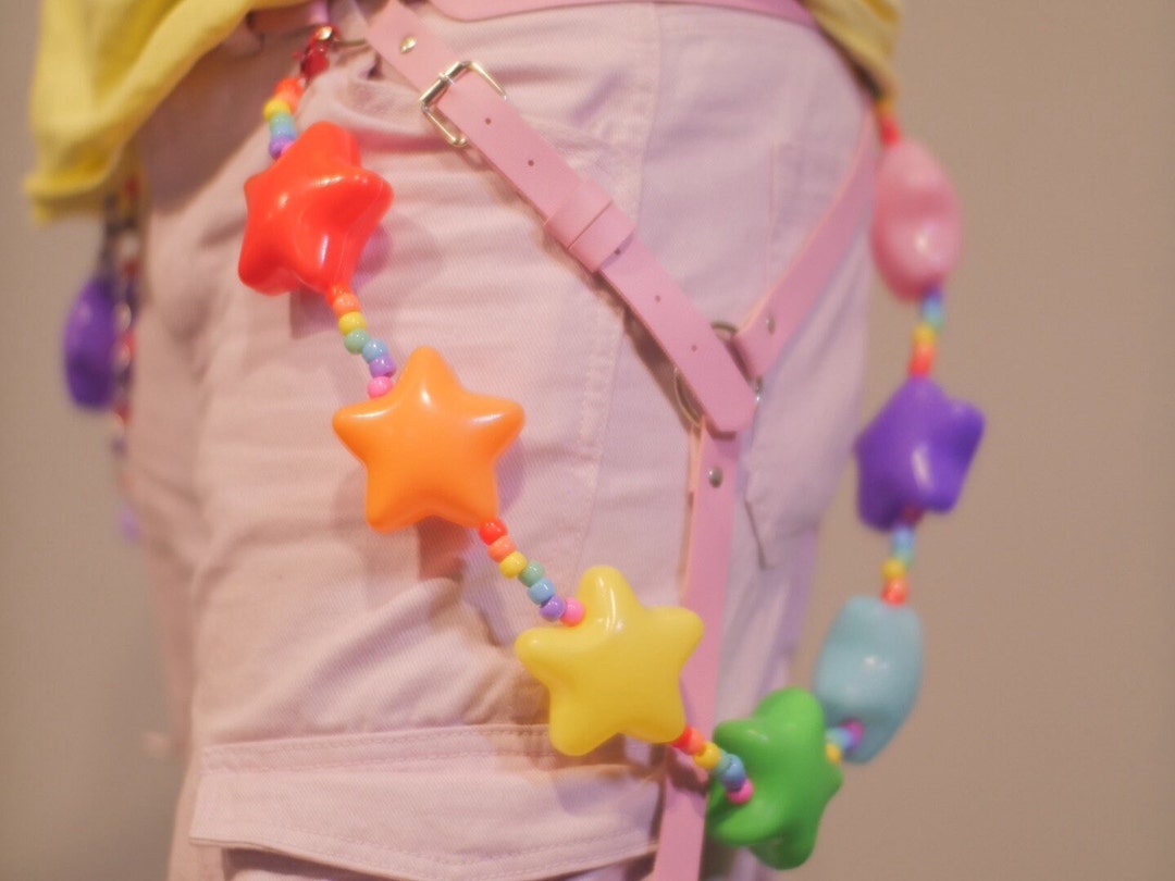 Rainbow Star Kandi Ballpit Belt Chain, Kawaii, Decora, Kidcore ...