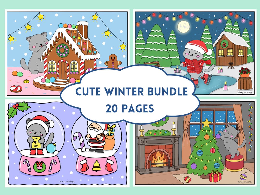 Winter Coloring Pages for Adults and Teens, Hand Drawn Cozy Coloring ...