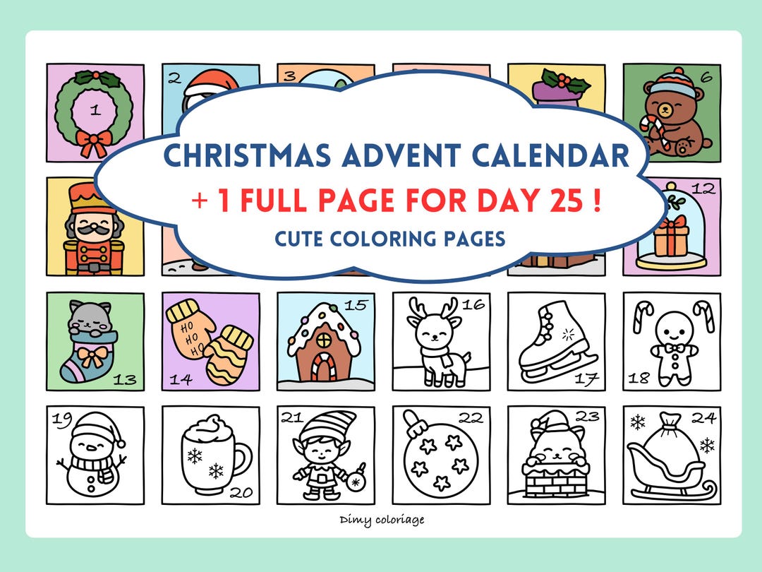 Christmas Advent Calendar Coloring Pages for Adults and Teens ...