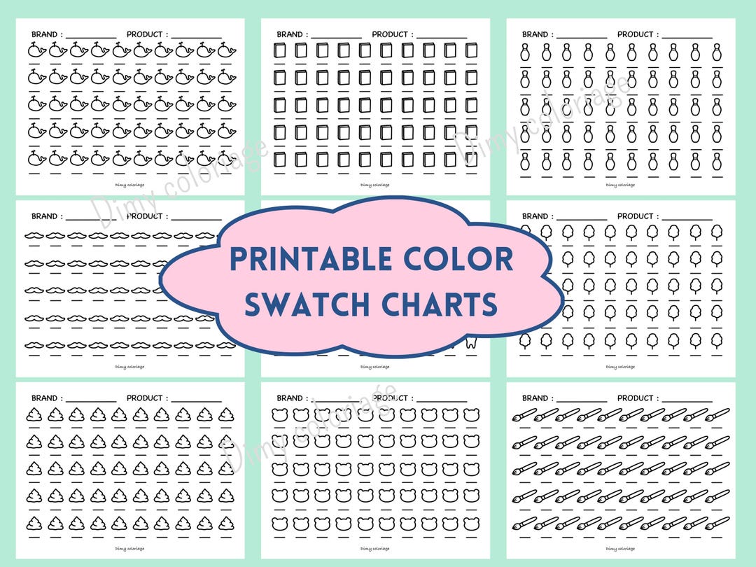 Unique Color Swatch Charts for Markers and Pens, Printable Color ...