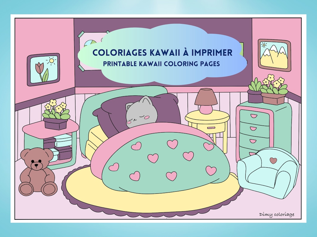 Printable Kawaii Coloring Pages for Adults and Children, Cozy Coloring ...