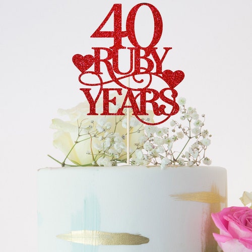 Printable Anniversary Party Sheets Ruby Red Glitter 40th - Etsy