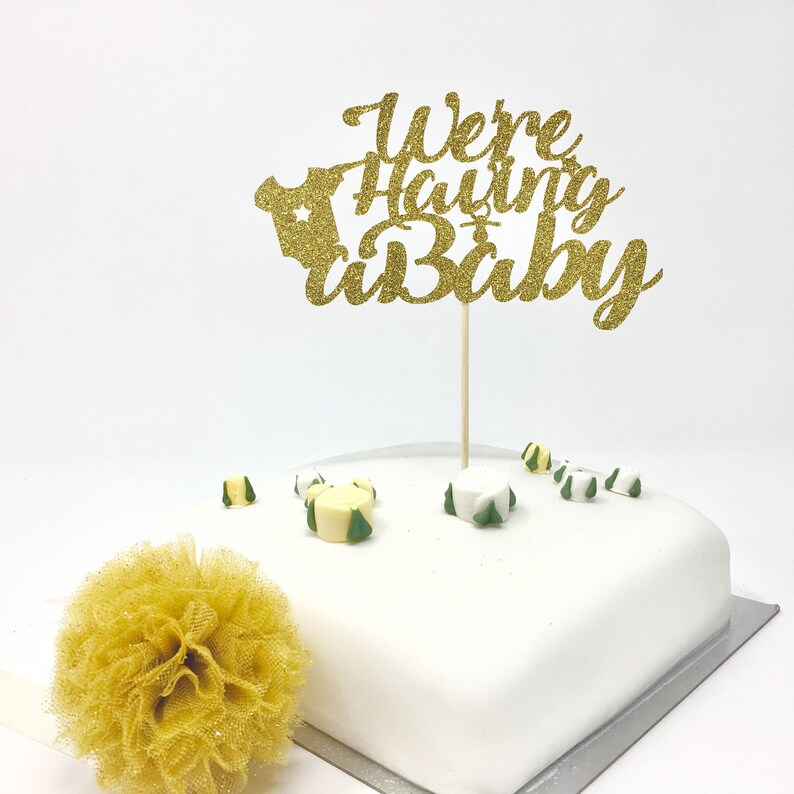 We're having a baby cake topper. Pregnancy announcement. | Etsy