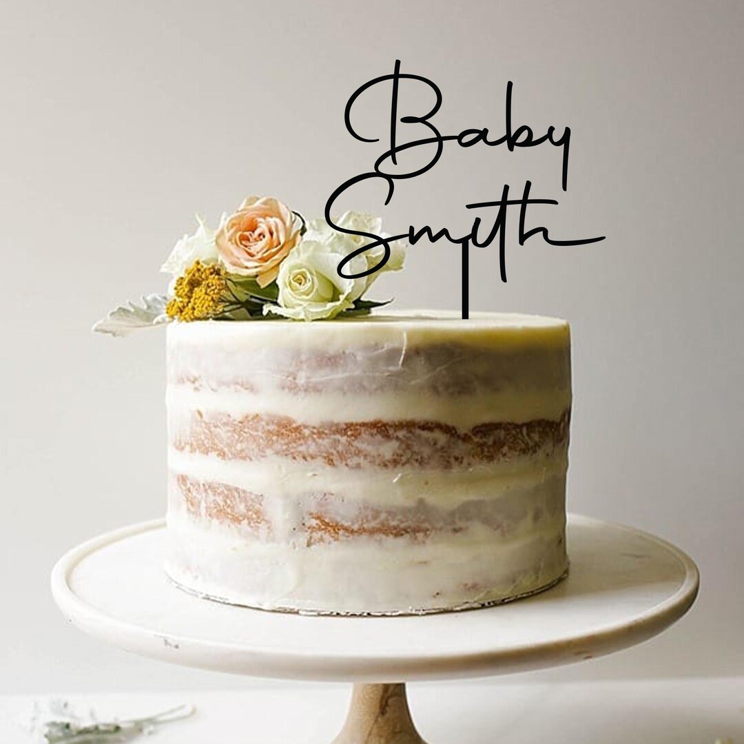 Personalised Baby Shower Cake Topper Custom Name Newborn Party Wooden ...