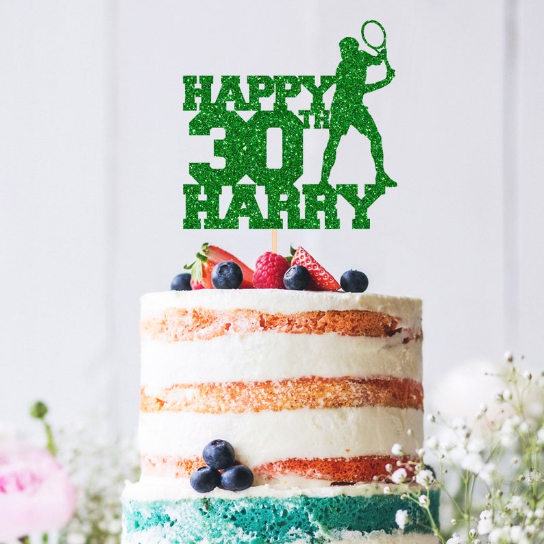 Personalised Tennis Birthday Cake Topper With Name and Age / - Etsy