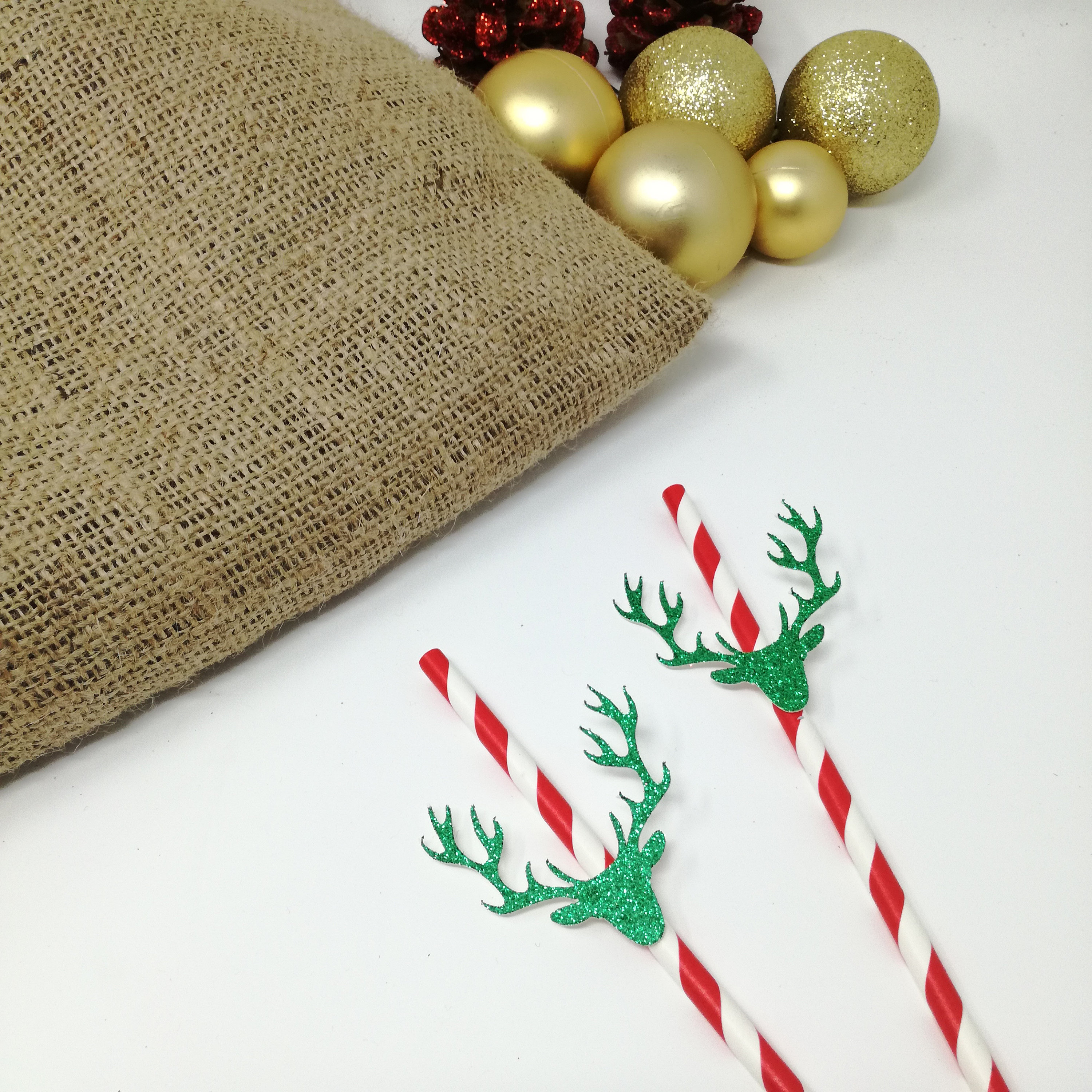 Reindeer Christmas straw. 10 pieces. Christmas decoration. Red | Etsy