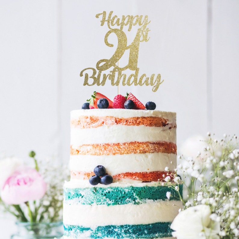 Happy 21st birthday cake topper birthday party for him her | Etsy