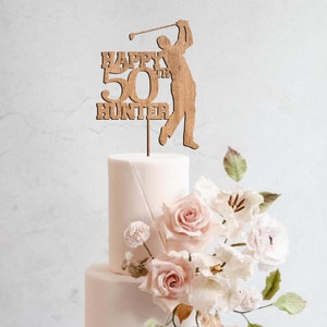 Personalised Golf Birthday Cake Topper With Name Age / Wooden or ...
