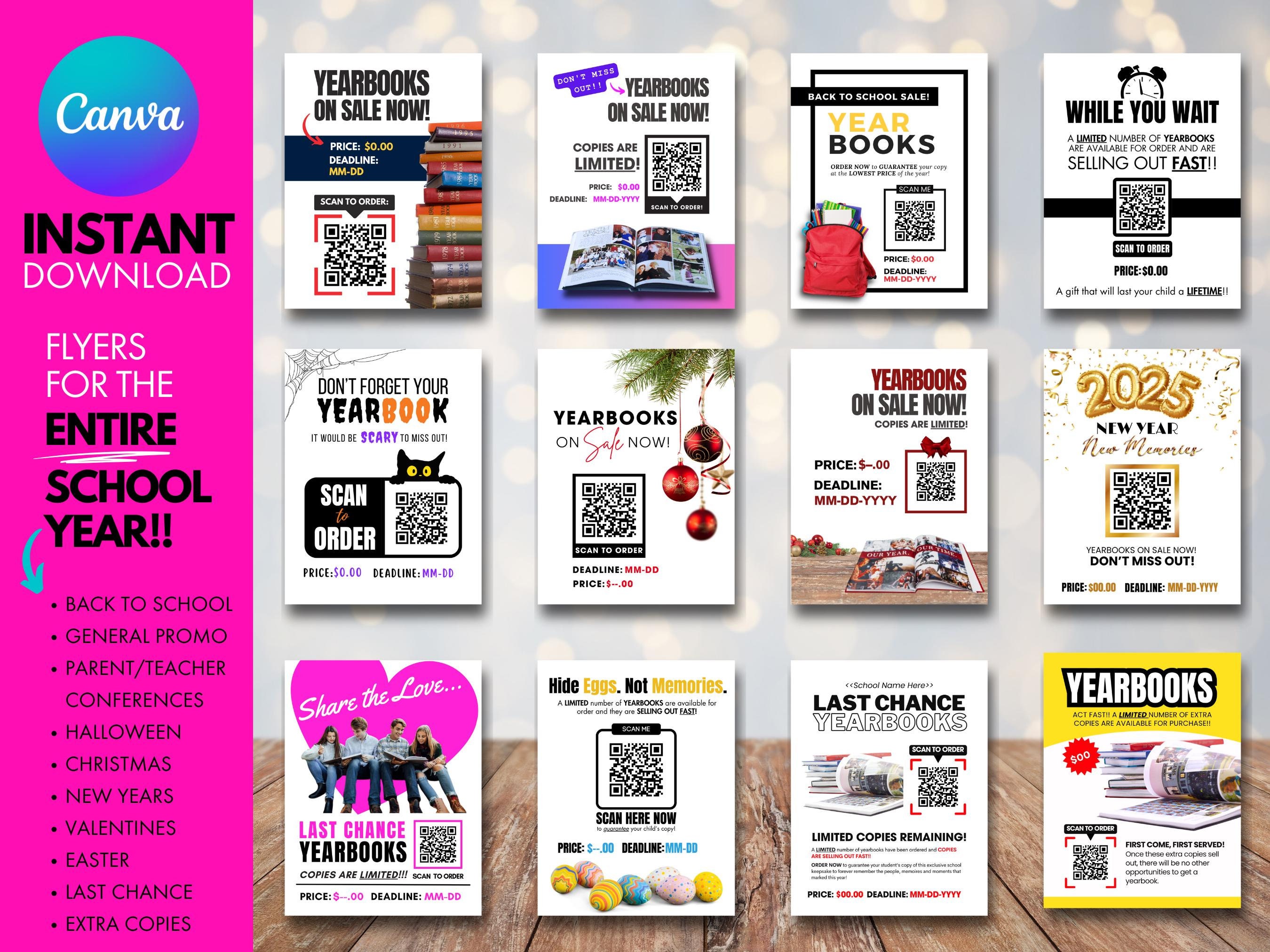 12 YEARBOOK FLYERS/POSTERS (promotion, Ads, Sales, Advertisements) - Etsy