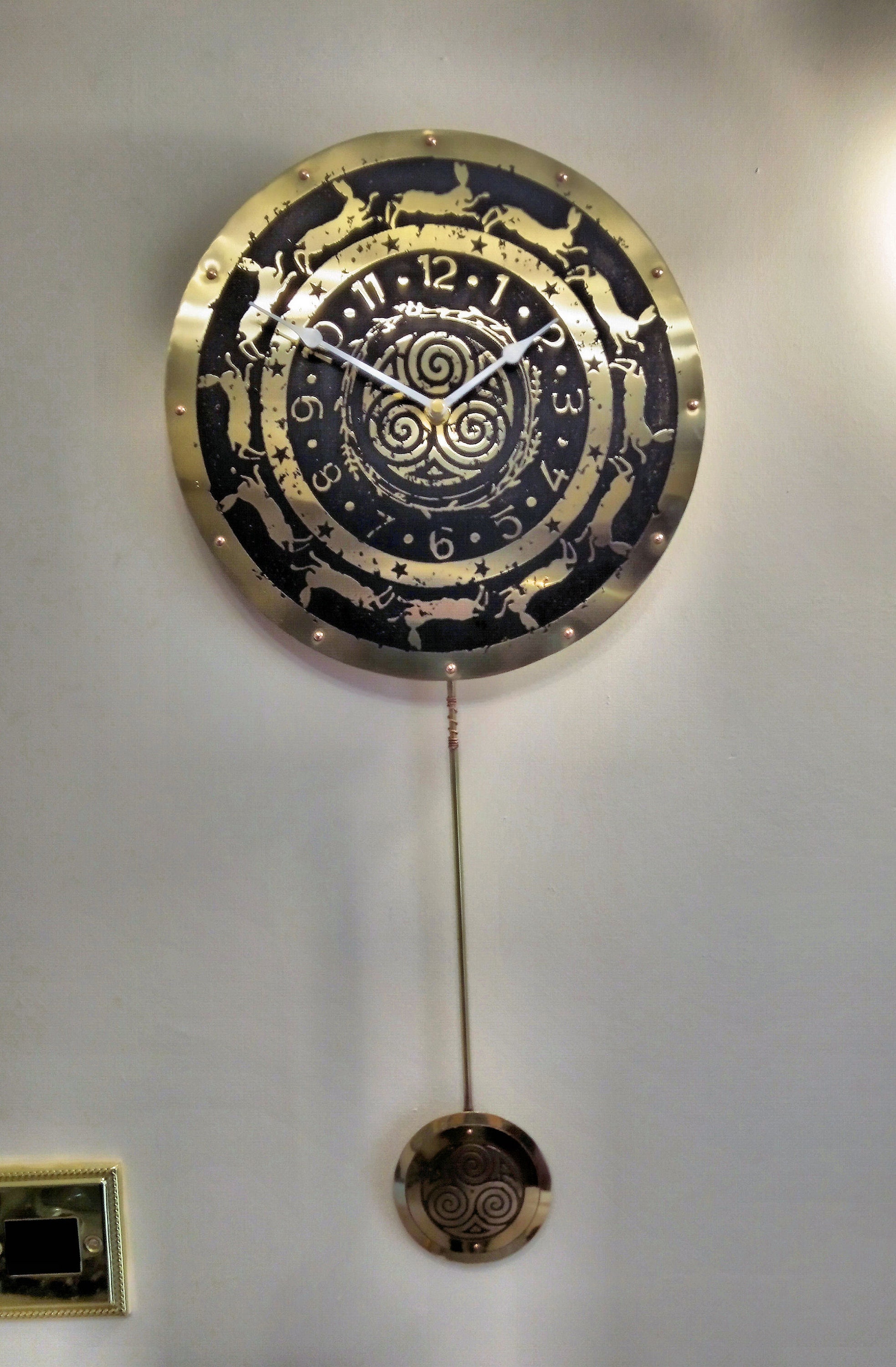Large Brass Pendulum Wall Clock With Hares Country Celtic - Etsy