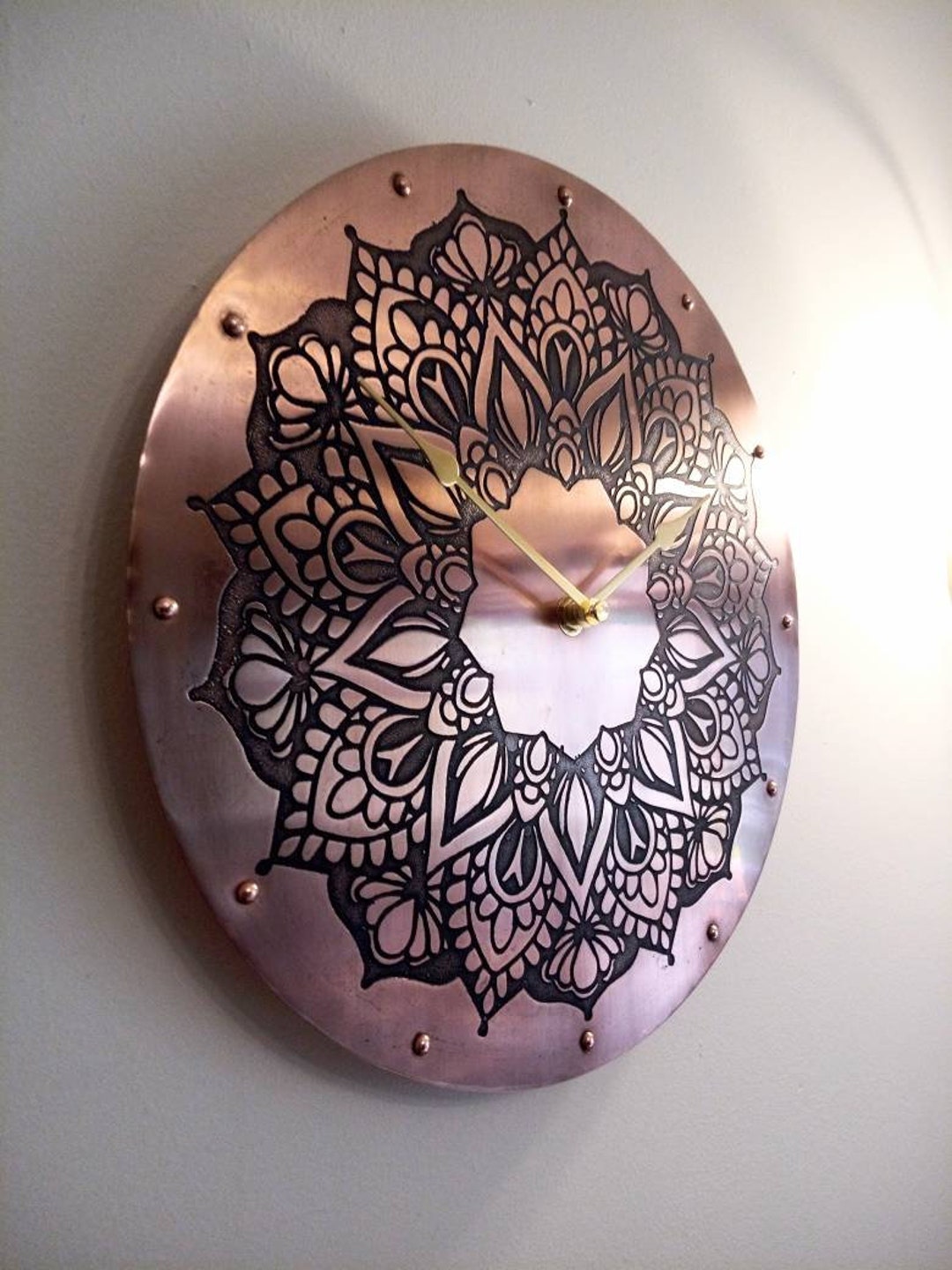 Mandala Wall Clock, 300mm/12" Copper, Silent, Acid-etched - Etsy