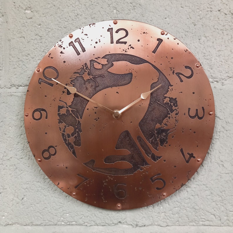 Large Copper Wall Clock With Hare and Numbers. 29cm - Etsy