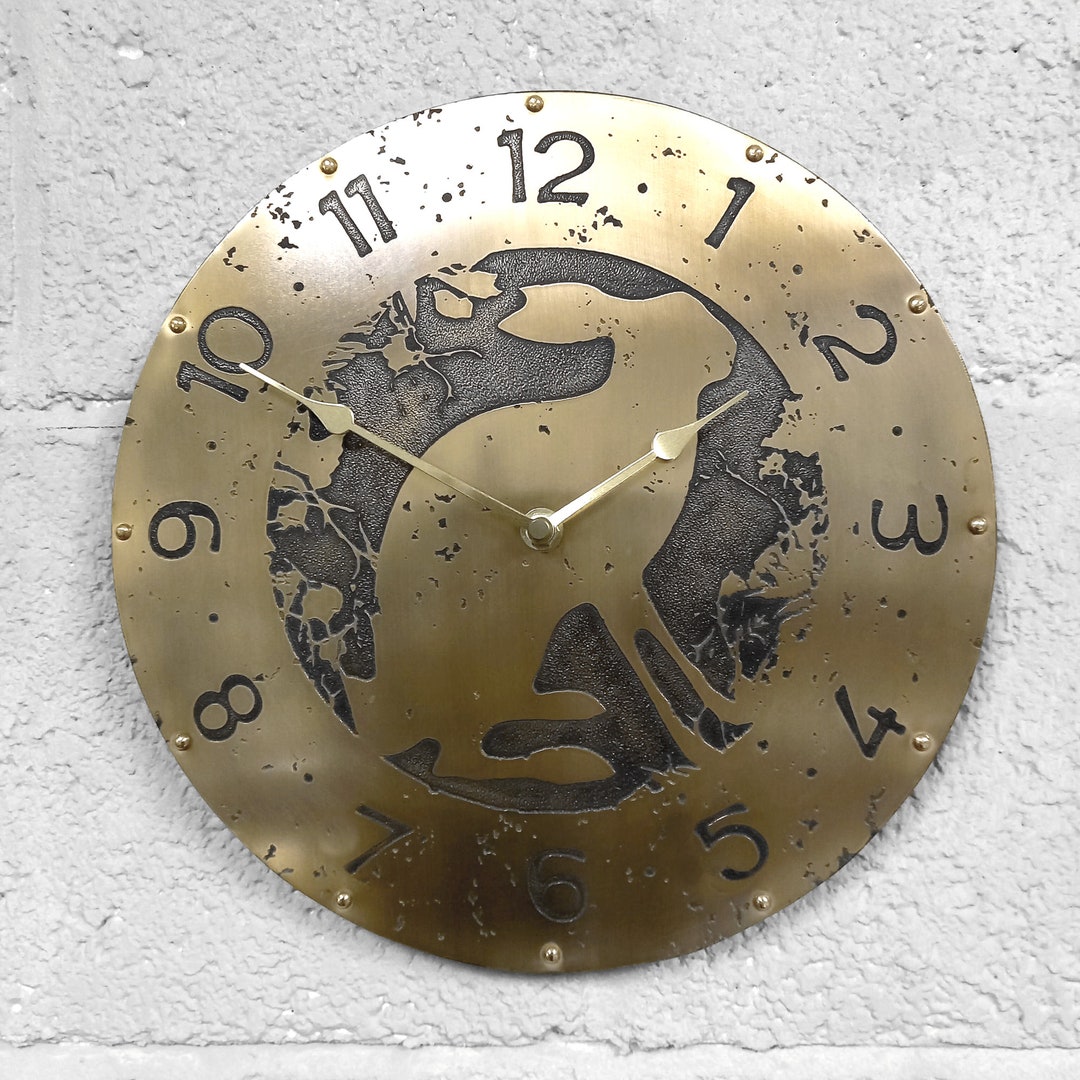 Large Brass Wall Clock With Hare and Numbers - 29cm - Celtic Pagan ...