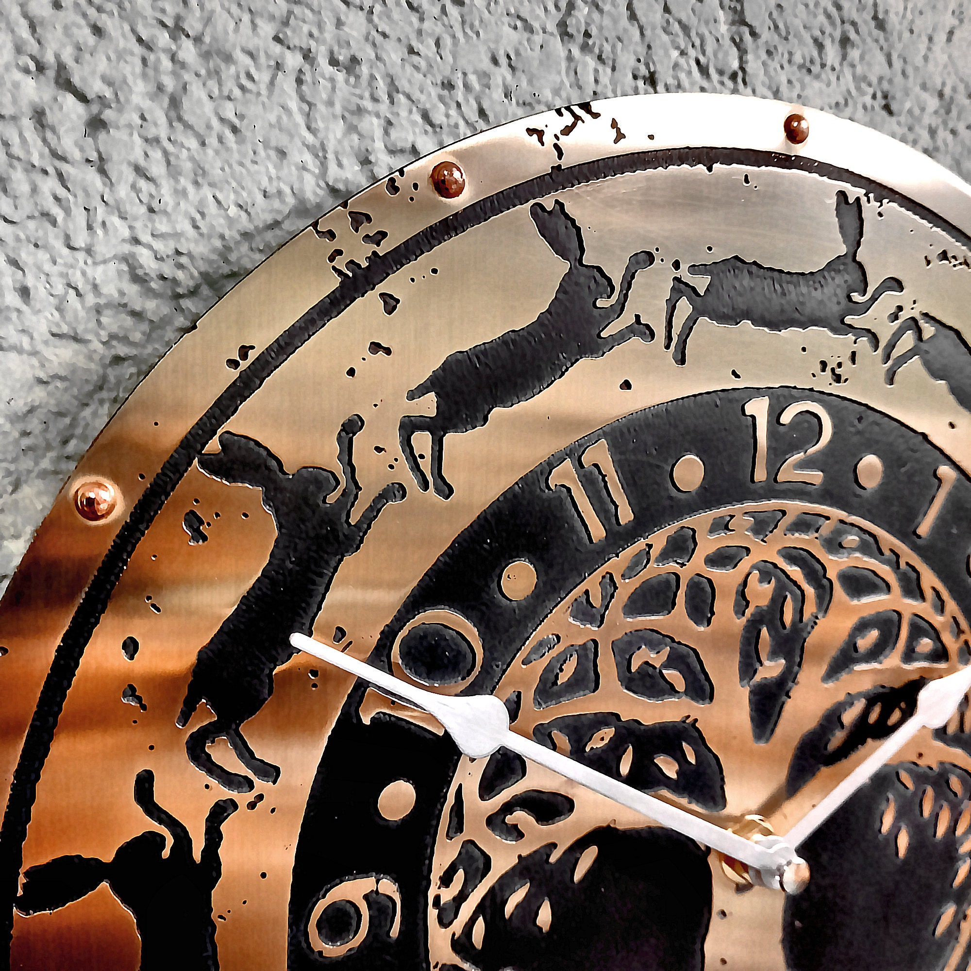 Large Copper Wall Clock With Hares & Tree of Life 12 - Etsy