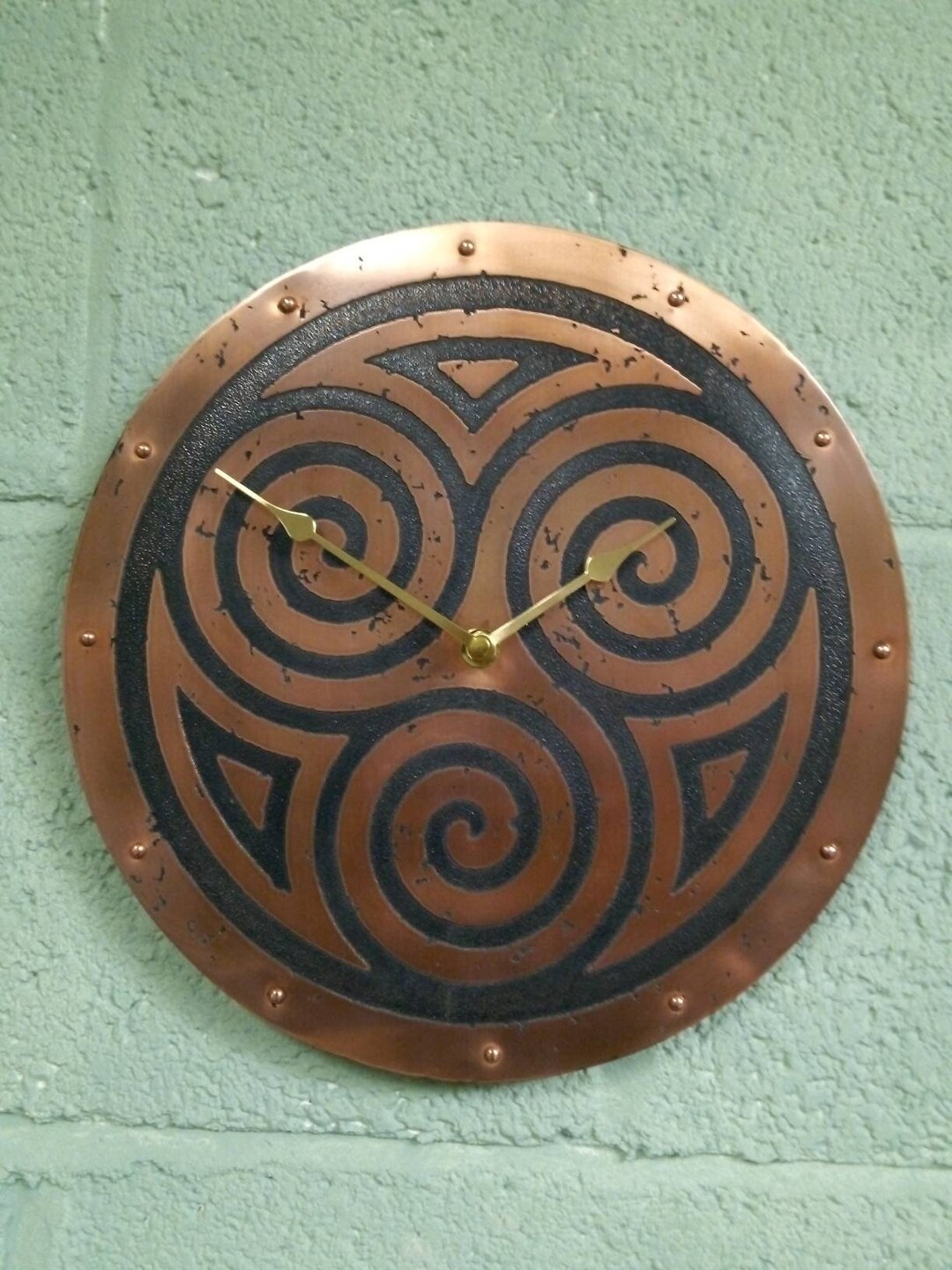 Celtic Triskele Wall Clock. Craftsman-made From Solid Copper Silent ...