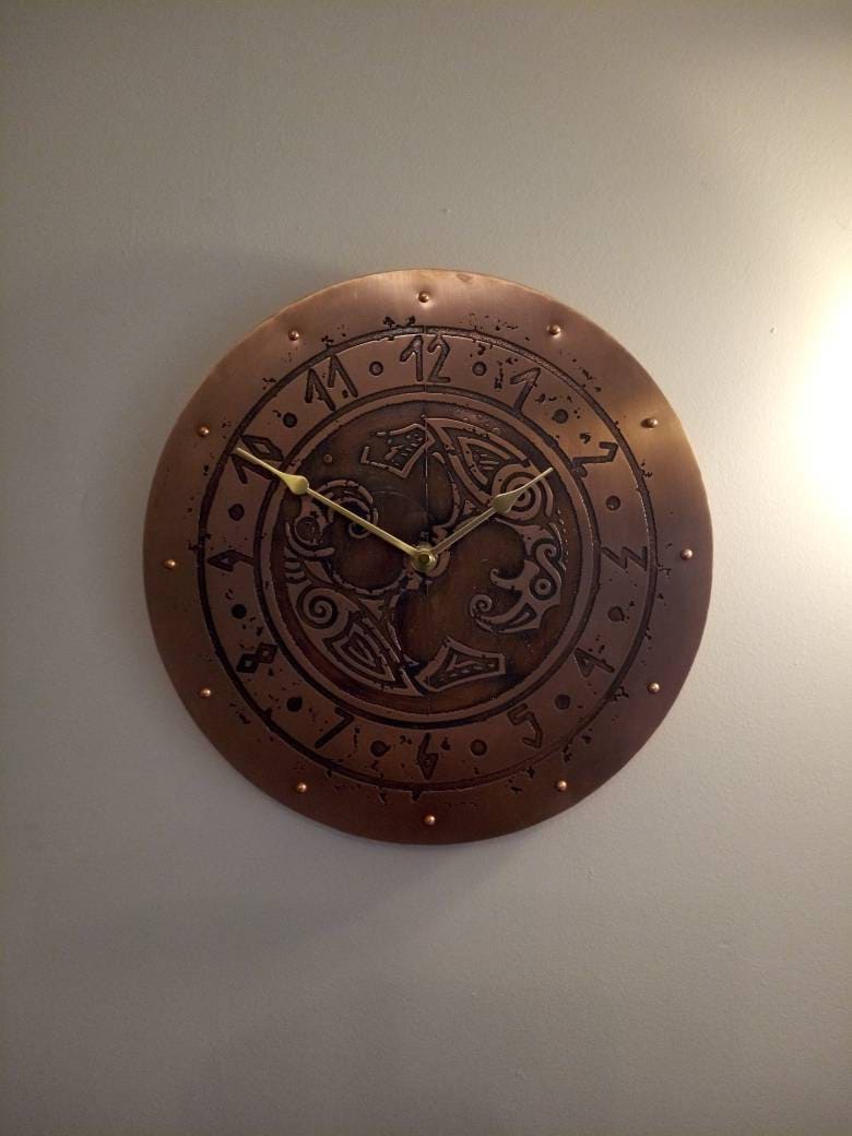 Viking Art Wall Clock Copper. Odin's Ravens. Silent | Etsy