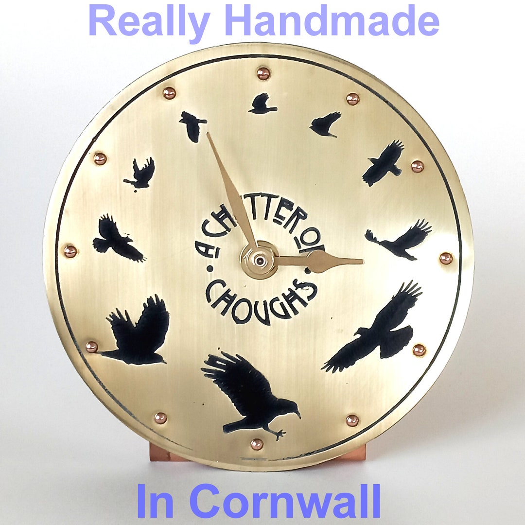 Desk/mantle Clock in Solid Brass With Cornish Chough Birds. A Chatter ...