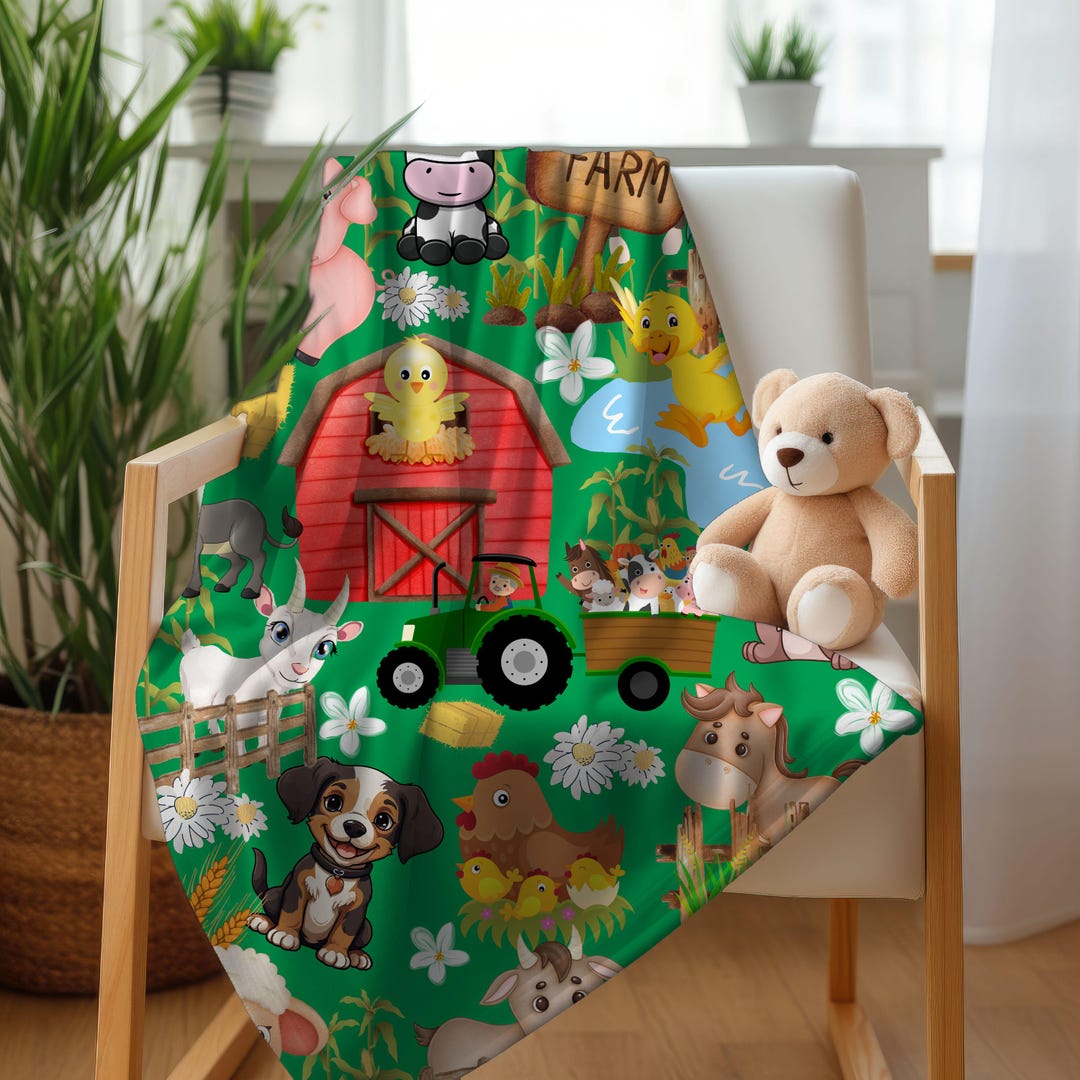 Farm Animals Blanket Cozy Throw Featuring Cute Farm Creatures, Perfect ...
