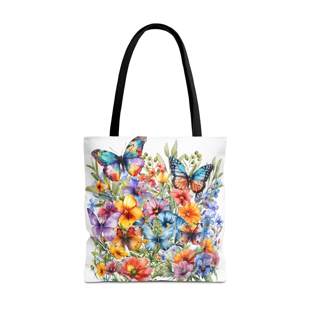 Butterfly Tote Bag - Butterflies Surrounded by Beautiful Wildflowers on ...