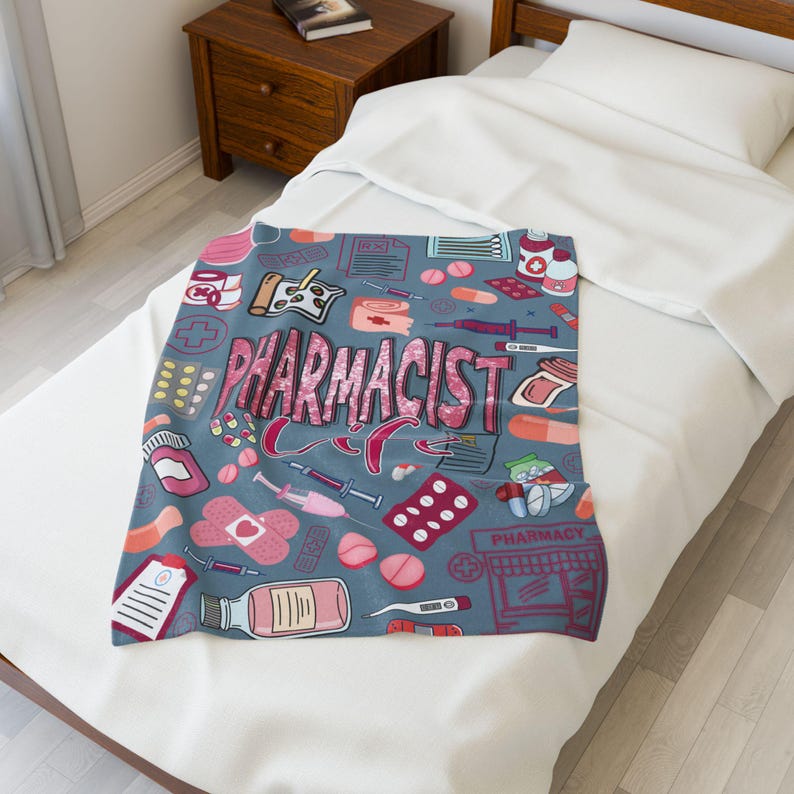 Pharmacist Velveteen Plush Blanket, Throw for Pharmacy Students, Cozy ...