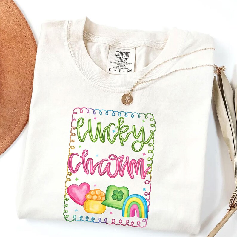 Lucky Charm PNG, Cute St Patricks Day Shirt Design, Rainbow Shamrock ...