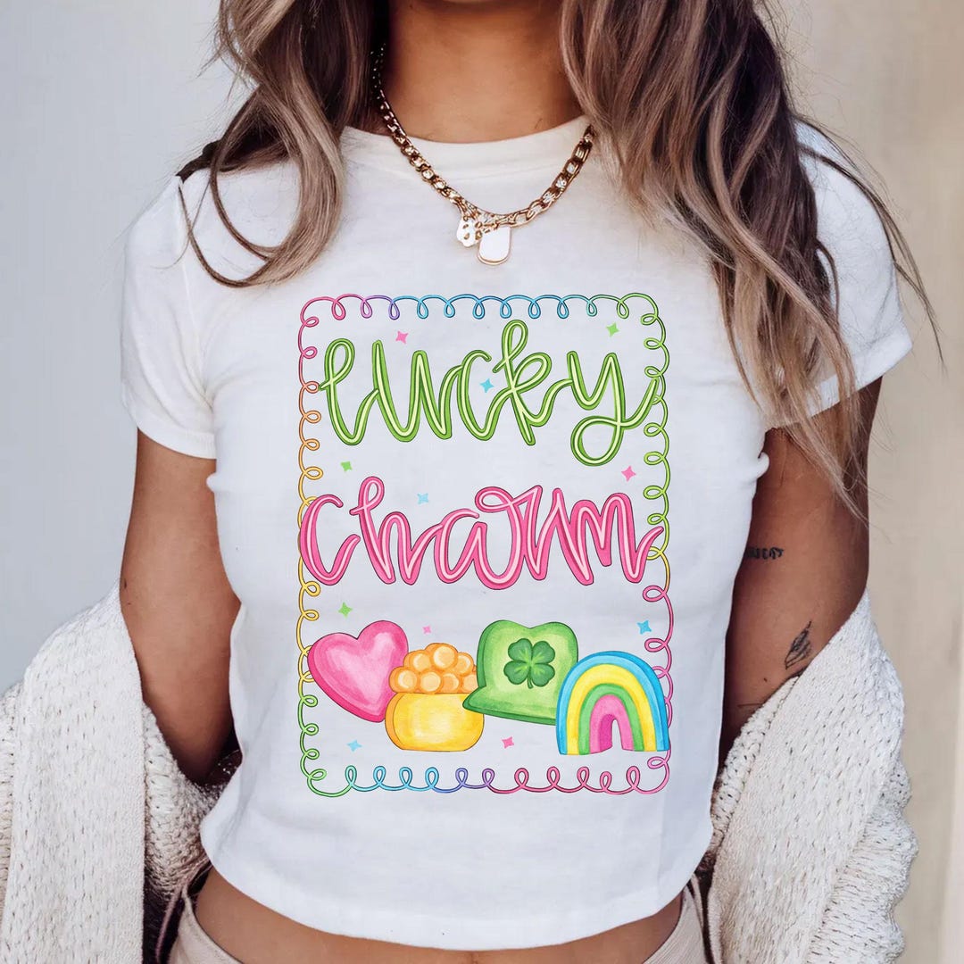Lucky Charm PNG, Cute St Patricks Day Shirt Design, Rainbow Shamrock ...