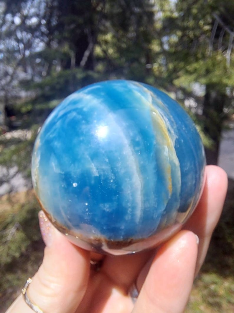 Gemmy Lemurian Aquatine Calcite Sphere. - Etsy