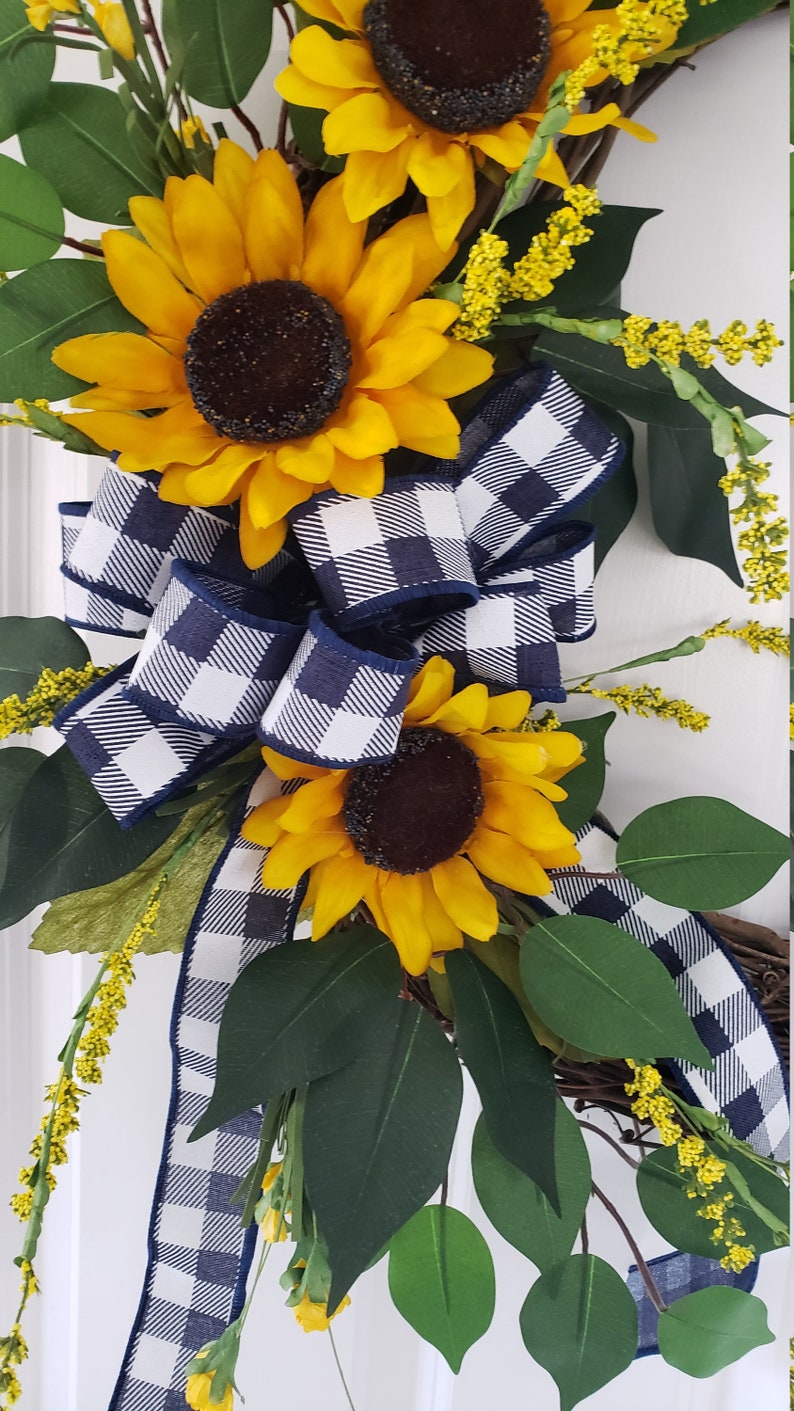 Sunflower Grapevine Wreath,spring Front Door Decor,front Door Wreaths ...