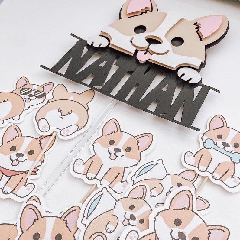 Corgi Cake Topper Cupcake Toppers Personalized Puppy Dog - Etsy