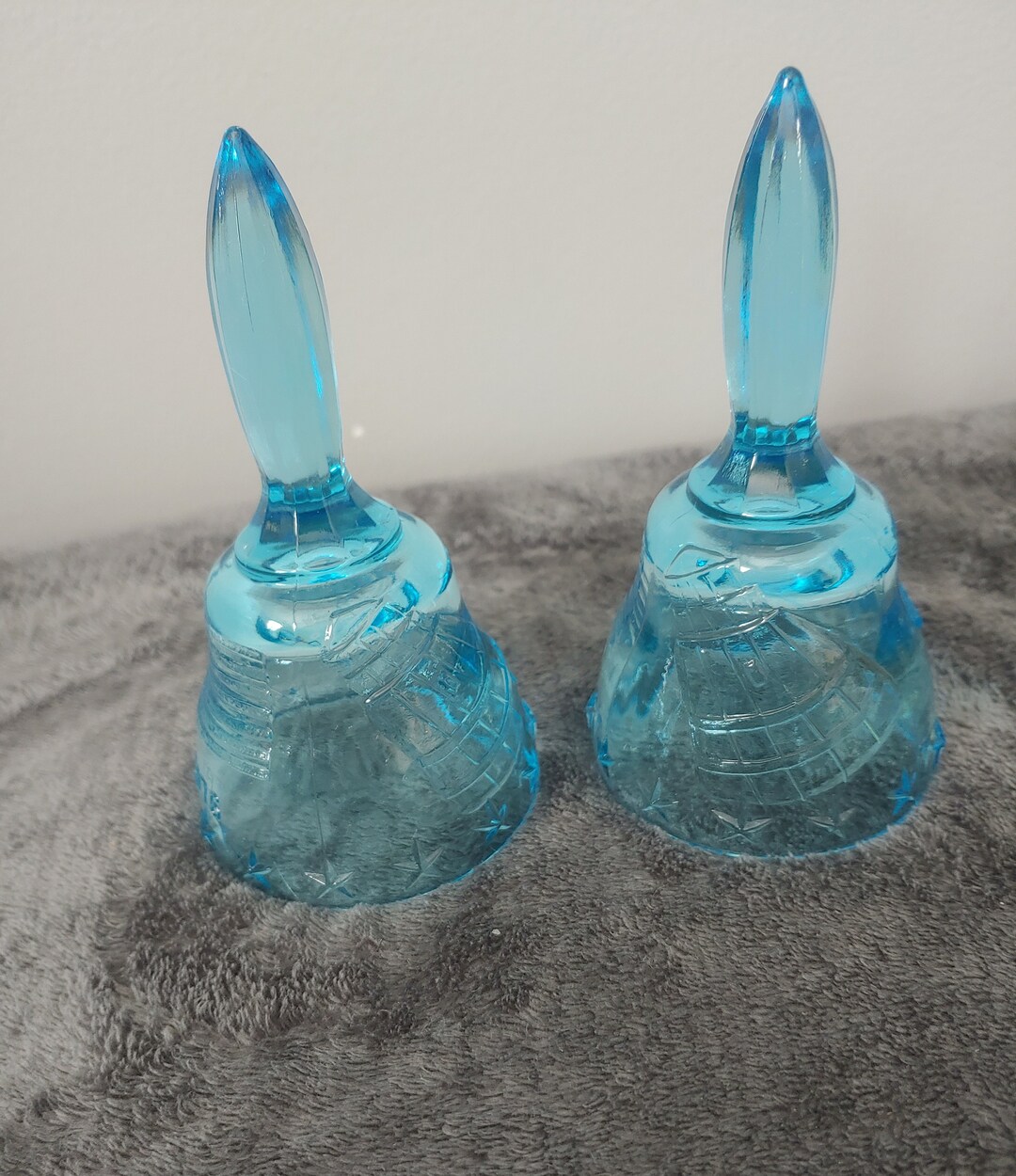 Two Bicentennial Blue Glass Bells - Etsy