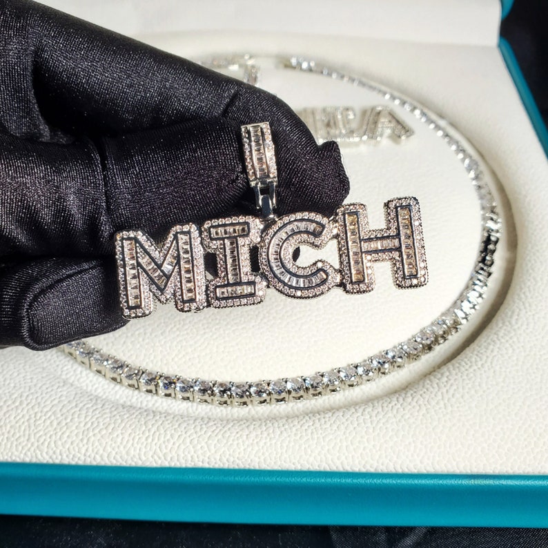 Customized Icy Name Pendant With Tennis Chain Personalized - Etsy