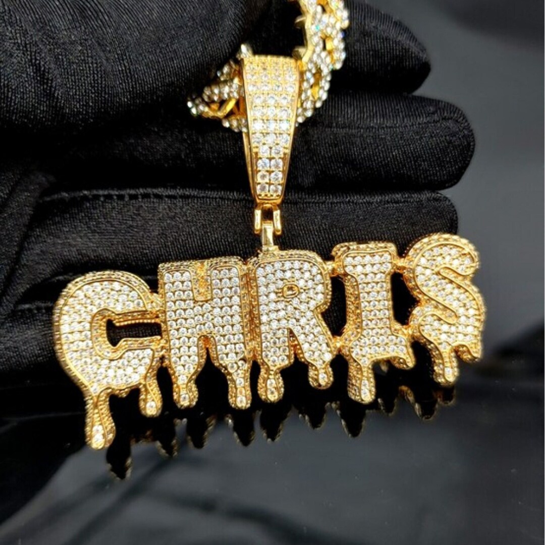 Customized Dripping Letters Nameplate Necklace, Personalised Name Chain ...