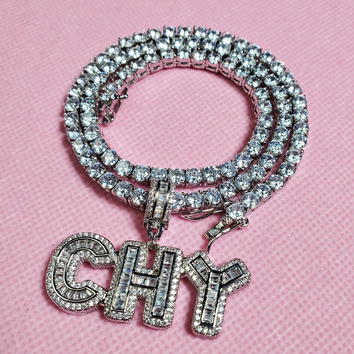 Customized Icy Name Pendant With Tennis Chain Personalized | Etsy