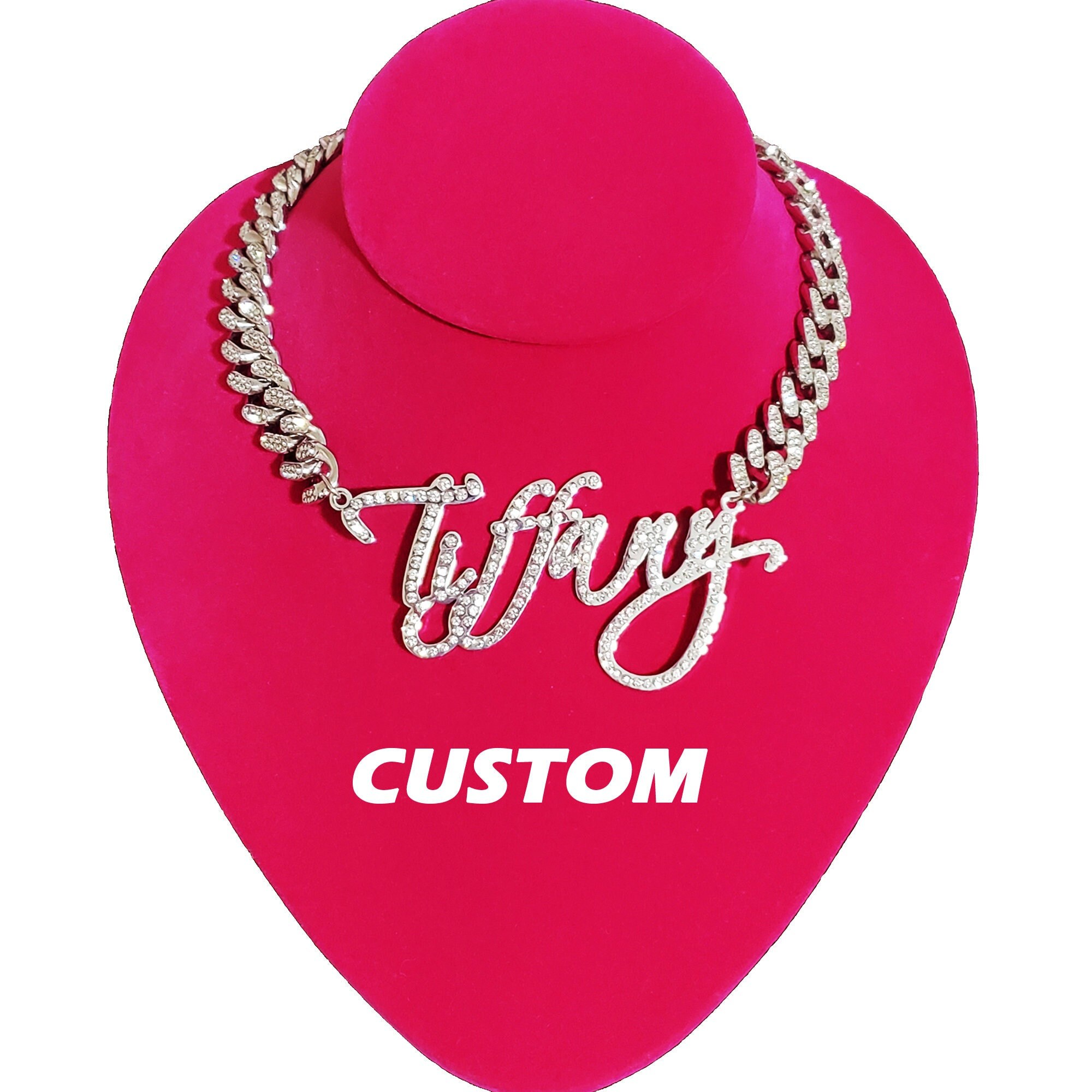 Personalized Monogram Script Font Name Necklacecustom Cursive Etsy