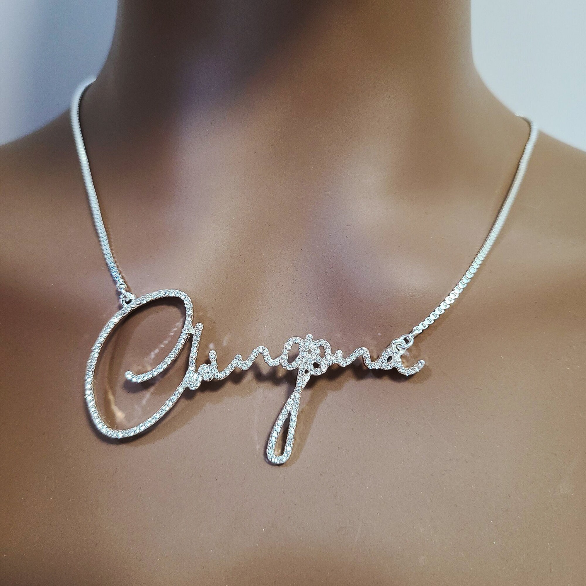 Personalized Monogram Signature Font Name Necklacecustom Etsy